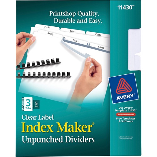 PRINT AND APPLY INDEX MAKER CLEAR LABEL UNPUNCHED DIVIDERS, 3TAB ...